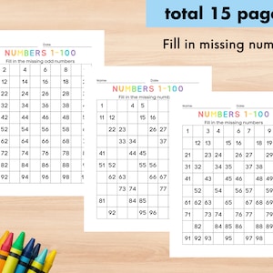 Count to 100 Number Chart Worksheets Printable Preschool, Skip Counting ...