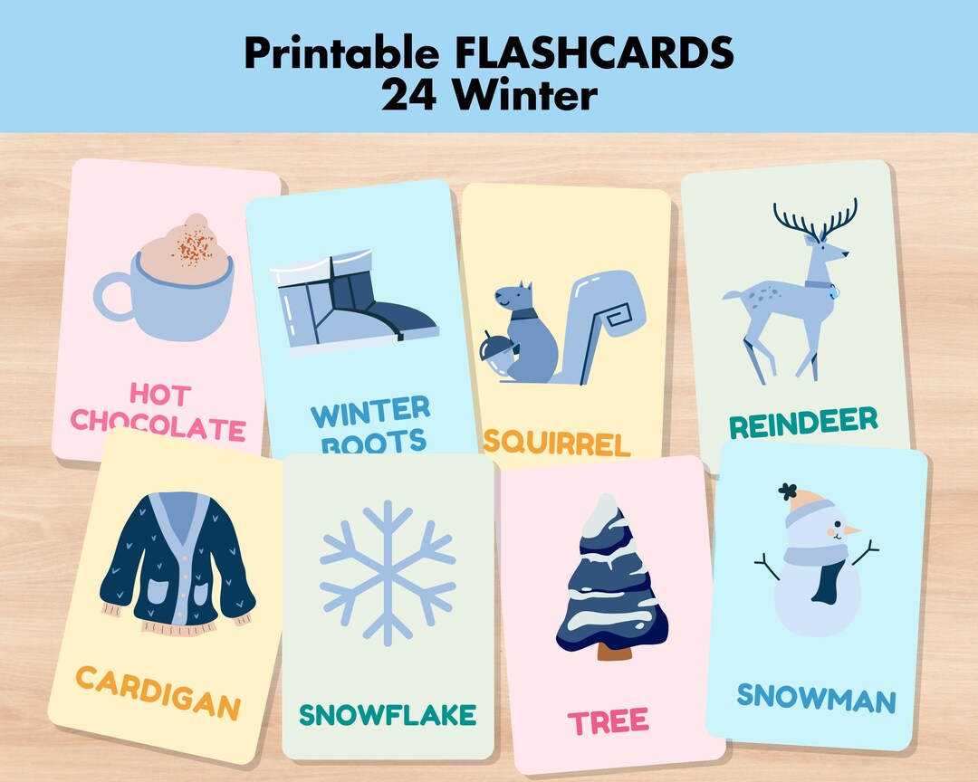 24 Winter Flashcards, Winter Vocabulary Nature Cards,printable ...