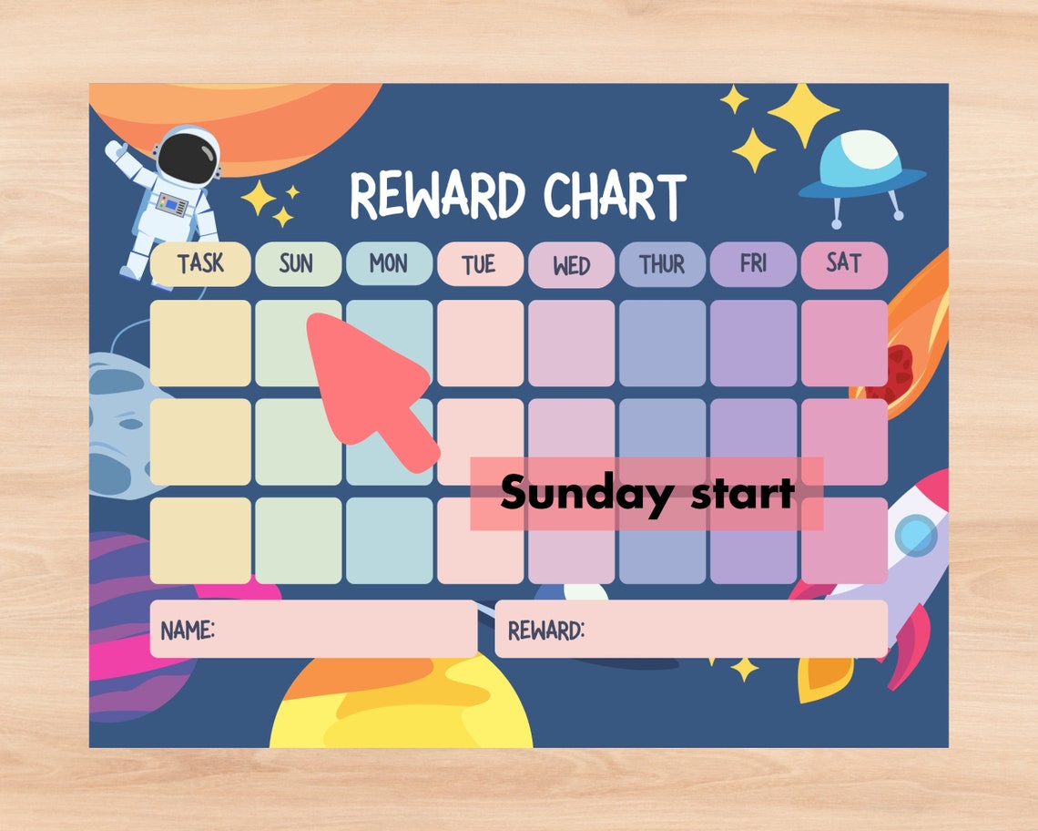 Astronaut Reward Chart Toddler, Space Printable Sticker Chart, Kids ...