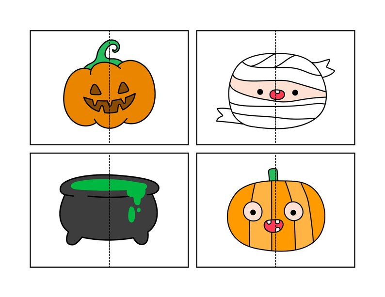 Halloween Memory Match Game, Complete the Pictures, Montessori ...