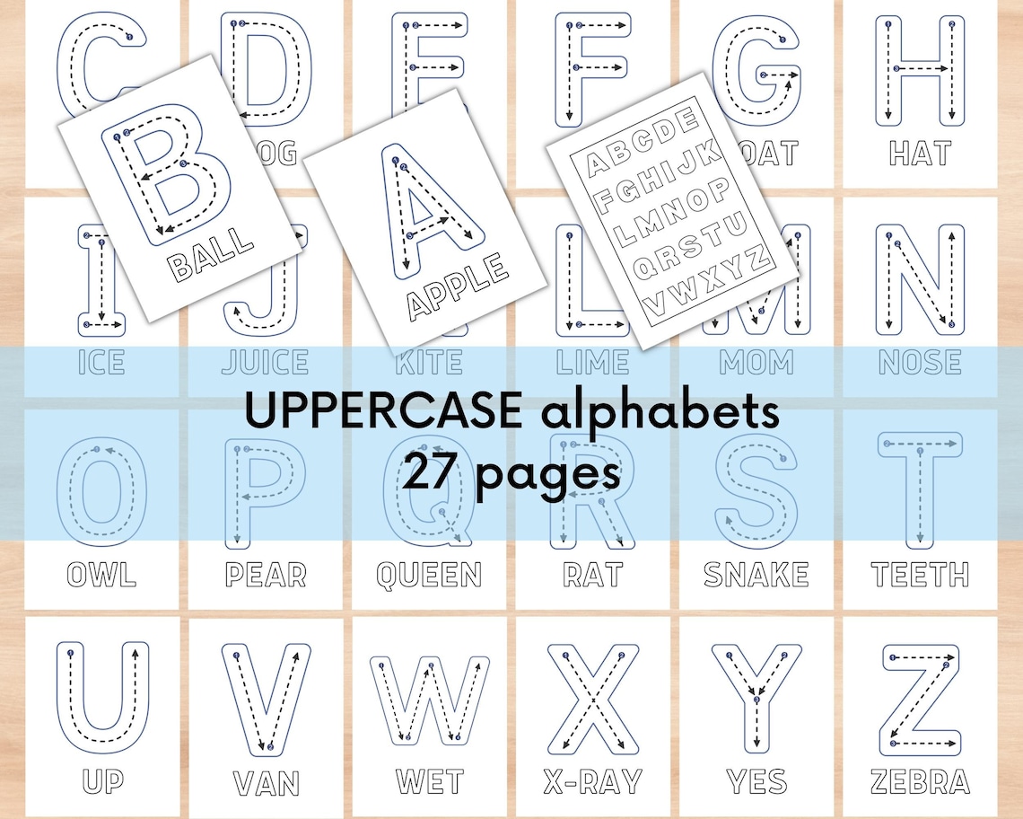 Preschool Alphabet Tracing Worksheets, Big ABC Trace Pages, Letters of ...
