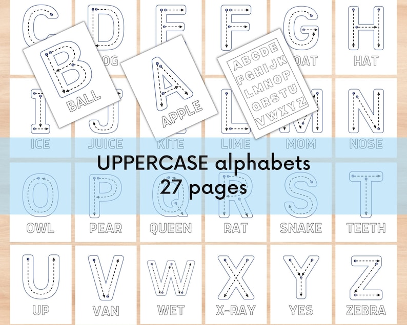 Preschool Alphabet Tracing Worksheets, Big ABC Trace Pages, Letters of ...