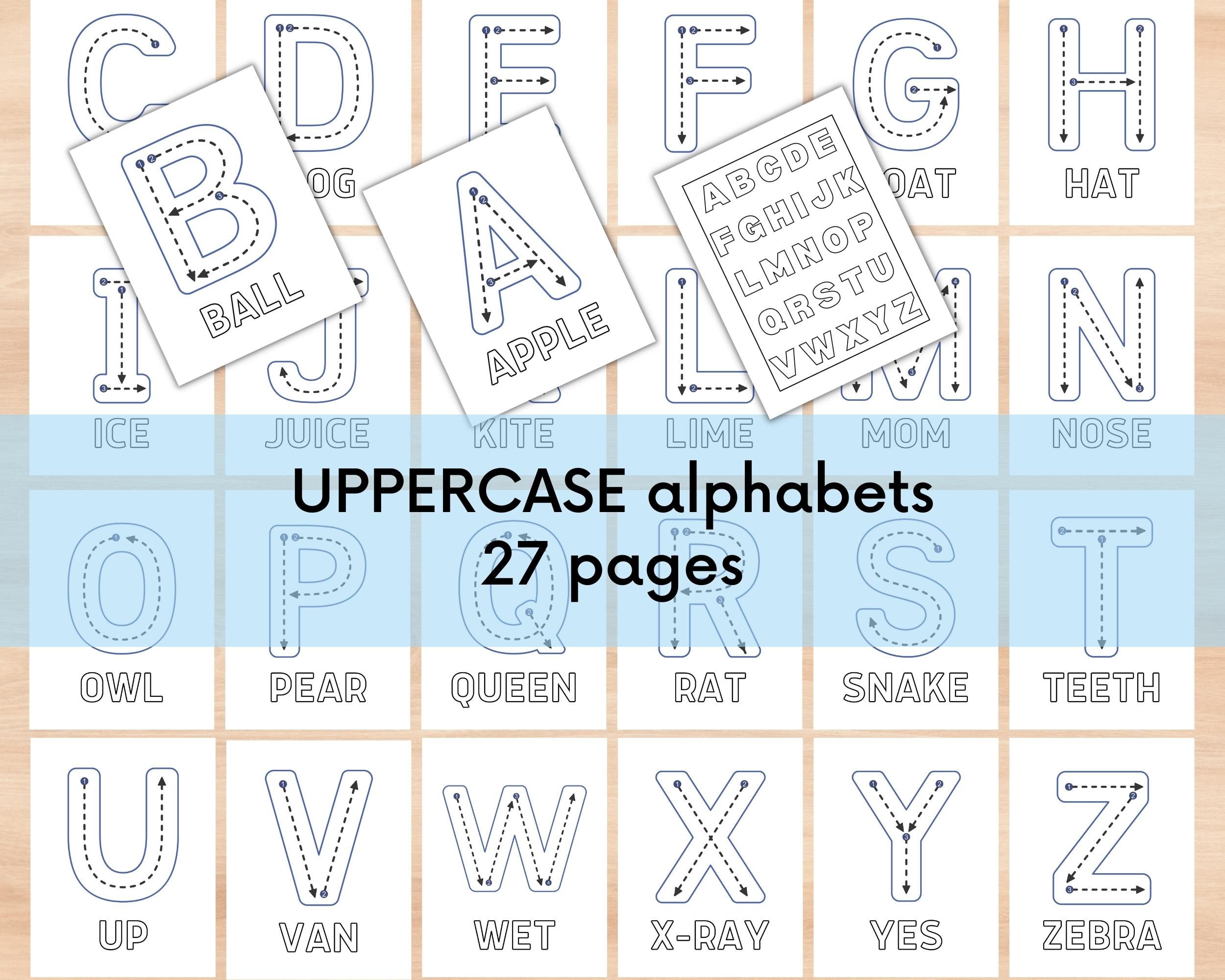 Preschool Alphabet Tracing Worksheets, Big ABC Trace Pages, Letters of ...