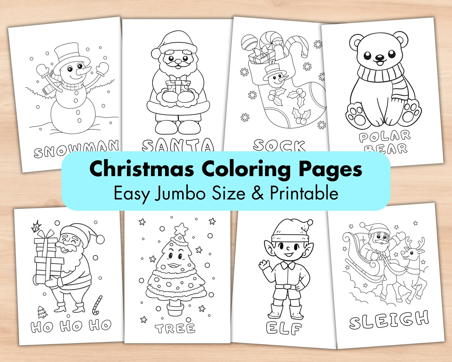 40 Cute Christmas Coloring Page, Jumbo Kids Christmas Coloring Sheets ...