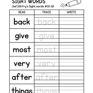 100 Printable Sight Words, 2nd 100 Fry Sight Words, Kindergarten Sight ...