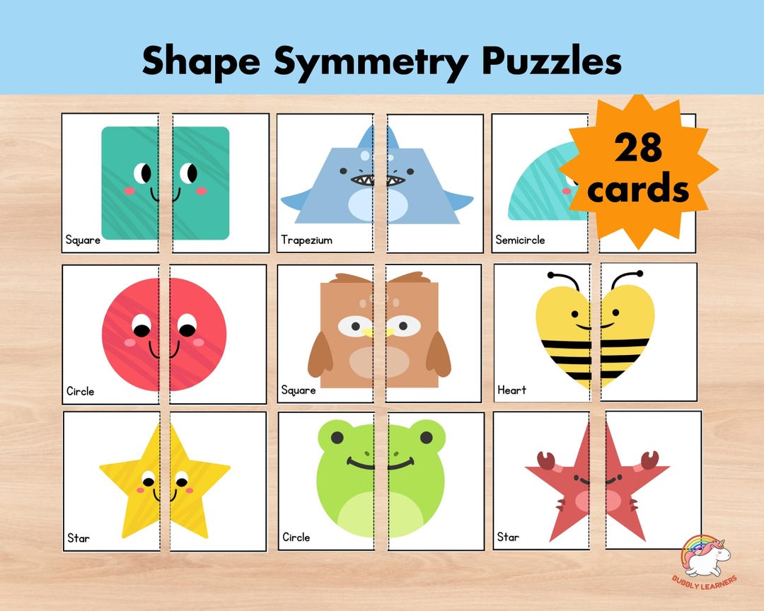 Shape Matching Game for Kids, Preschool Math Shape Symmetry Puzzle ...