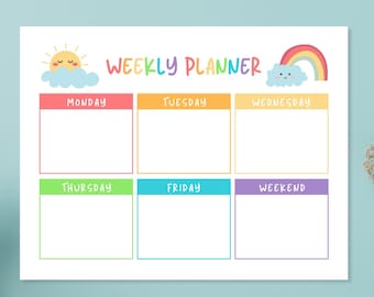 Colorful Kids Weekly Planner | Homeschool Schedule Organizer | Instant ...