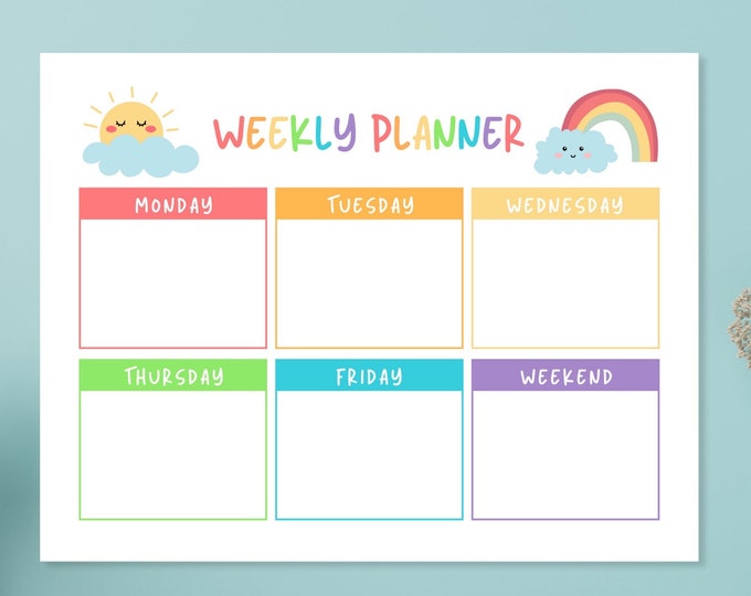 Colorful Kids Weekly Planner | Homeschool Schedule Organizer | Instant ...