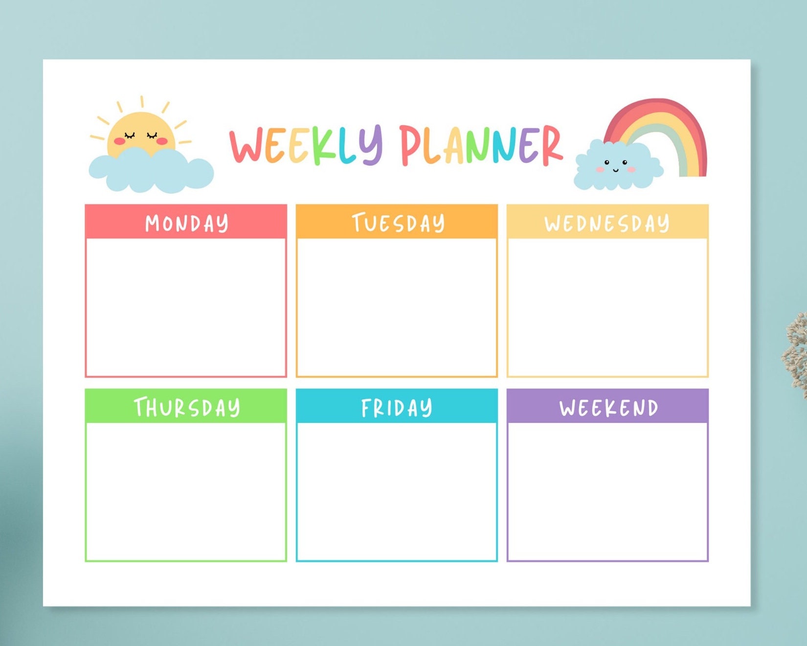 Colorful Kids Weekly Planner | Homeschool Schedule Organizer | Instant ...