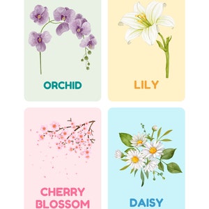 32 Flowers Flashcards, Flower Vocabulary Nature Cards,printable ...
