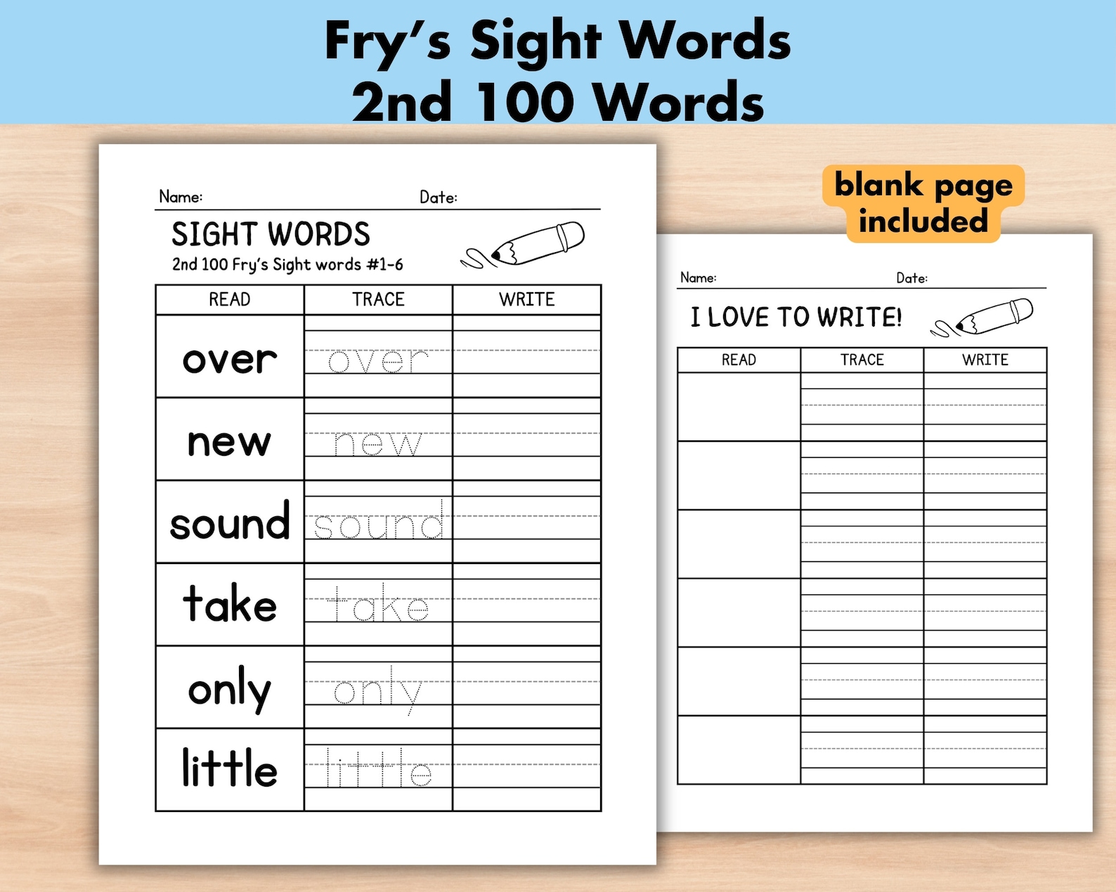 100 Printable Sight Words, 2nd 100 Fry Sight Words, Kindergarten Sight ...