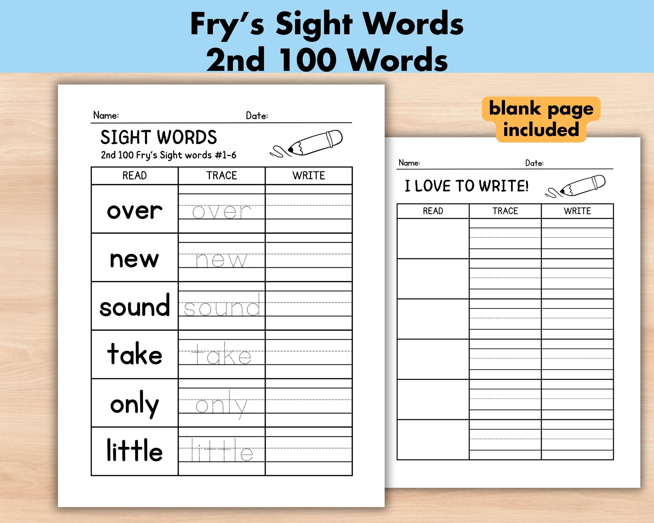 Writing Sight Words Worksheets