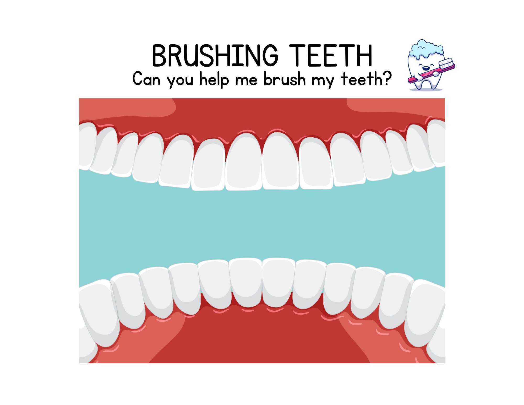 Brush Teeth Brushing Activity, Kids Dental Health Care, Printable ...