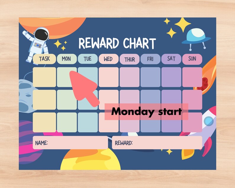 Astronaut Reward Chart Toddler, Space Printable Sticker Chart, Kids ...