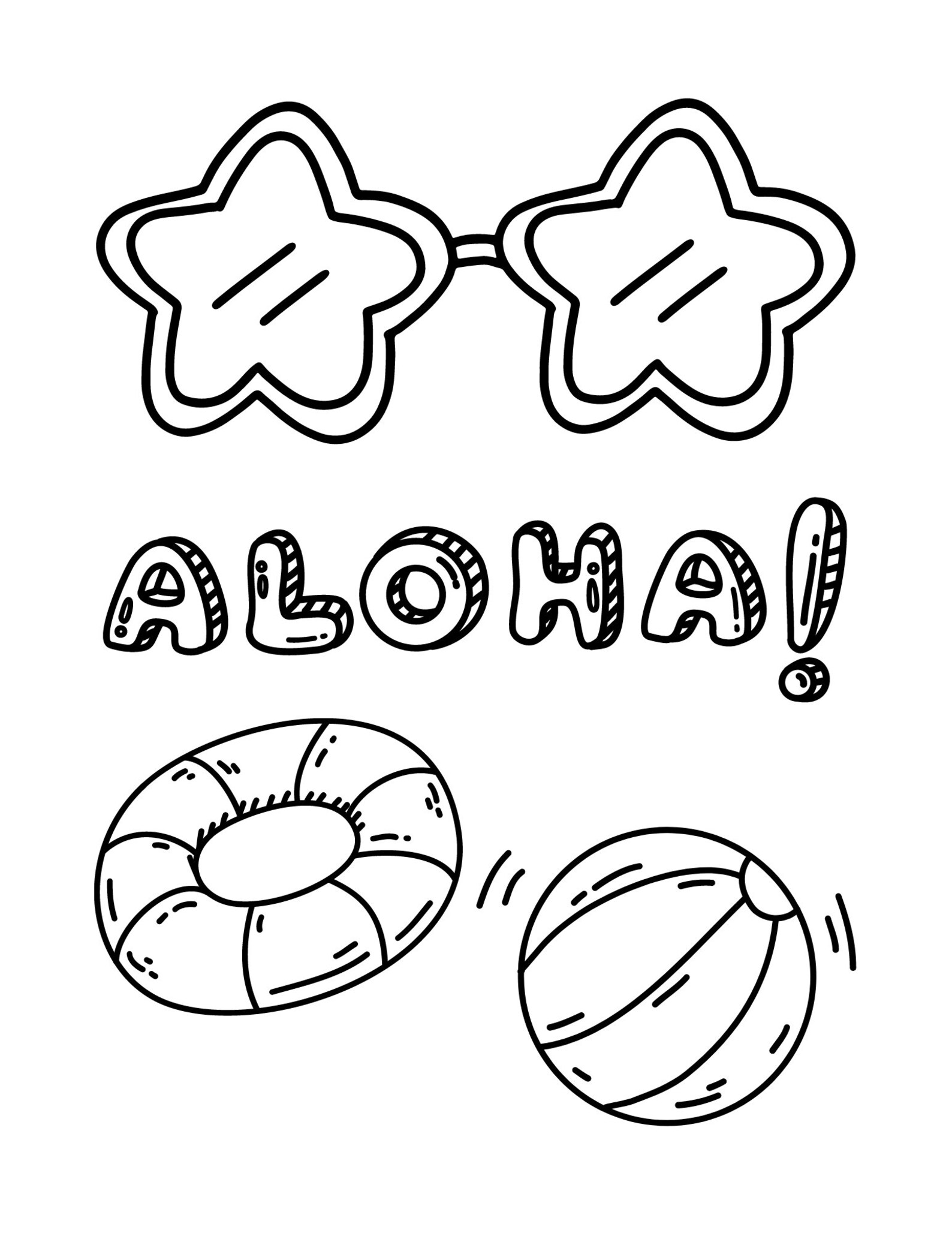 Summer Coloring Jumbo Pages for Kids, Printable Toddlers Kawaii ...