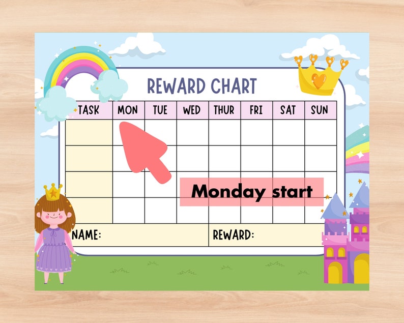 Unicorn Reward Chart Toddler Printable Princess Sticker Chart,girls ...