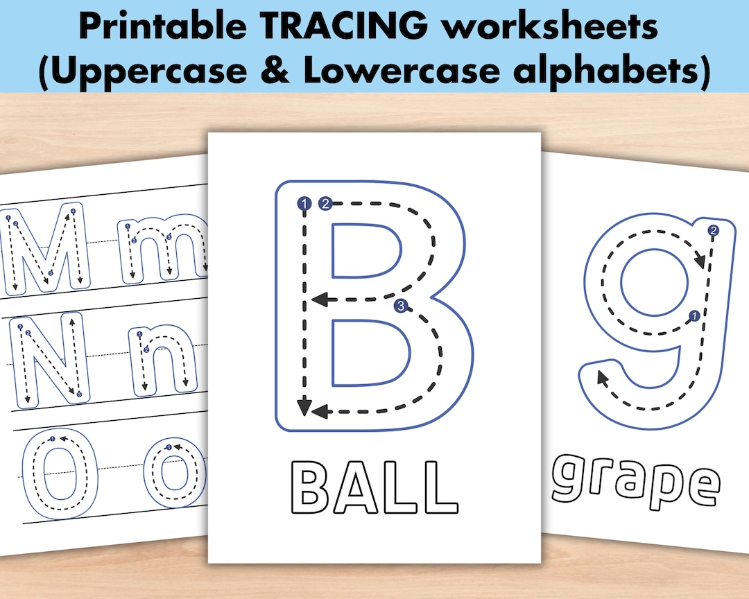 Preschool Alphabet Tracing Worksheets, Big ABC Trace Pages, Letters of ...