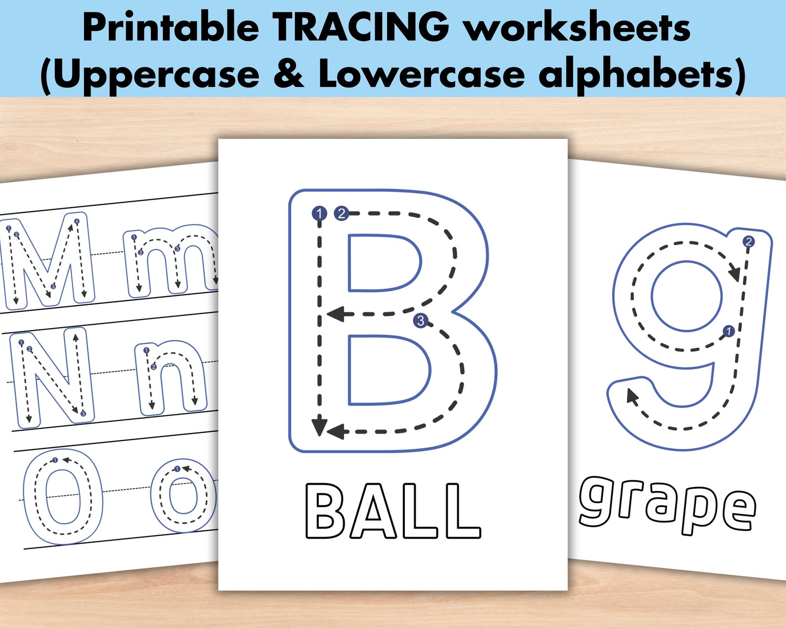 Preschool Alphabet Tracing Worksheets, Big ABC Trace Pages, Letters of ...