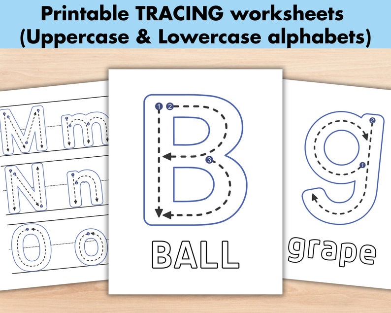 Preschool Alphabet Tracing Worksheets, Big ABC Trace Pages, Letters of ...