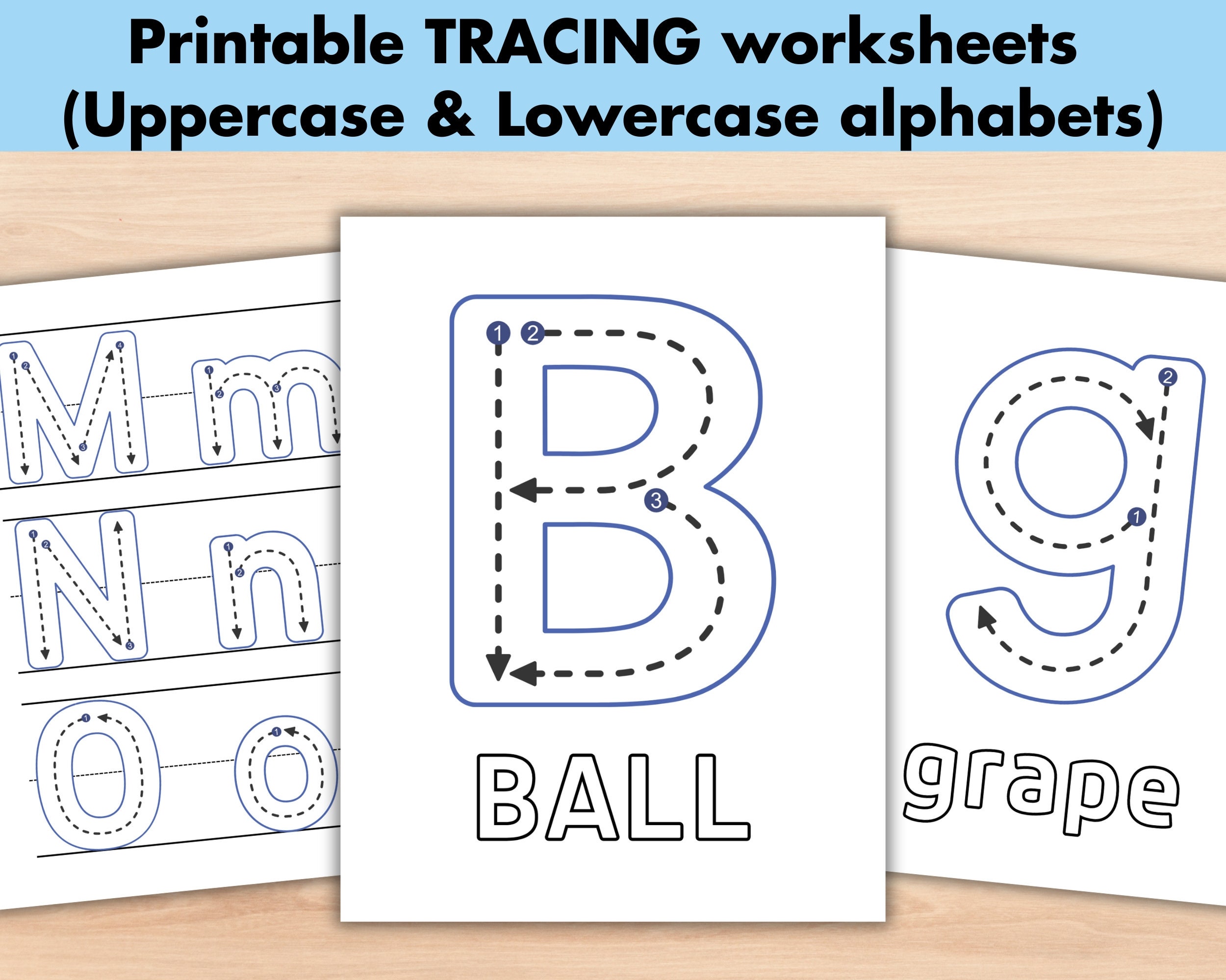 Preschool Alphabet Tracing Worksheets, Big ABC Trace Pages, Letters of ...