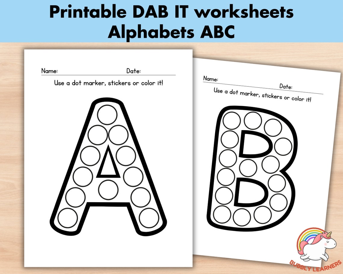 Dot Marker Coloring Pages, Do a Dot Activity,printable Alphabet Dab It ...
