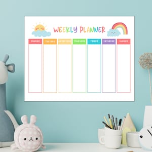Kids Weekly Calendar Rainbow Printable, Homeschool Toddler Schedule ...
