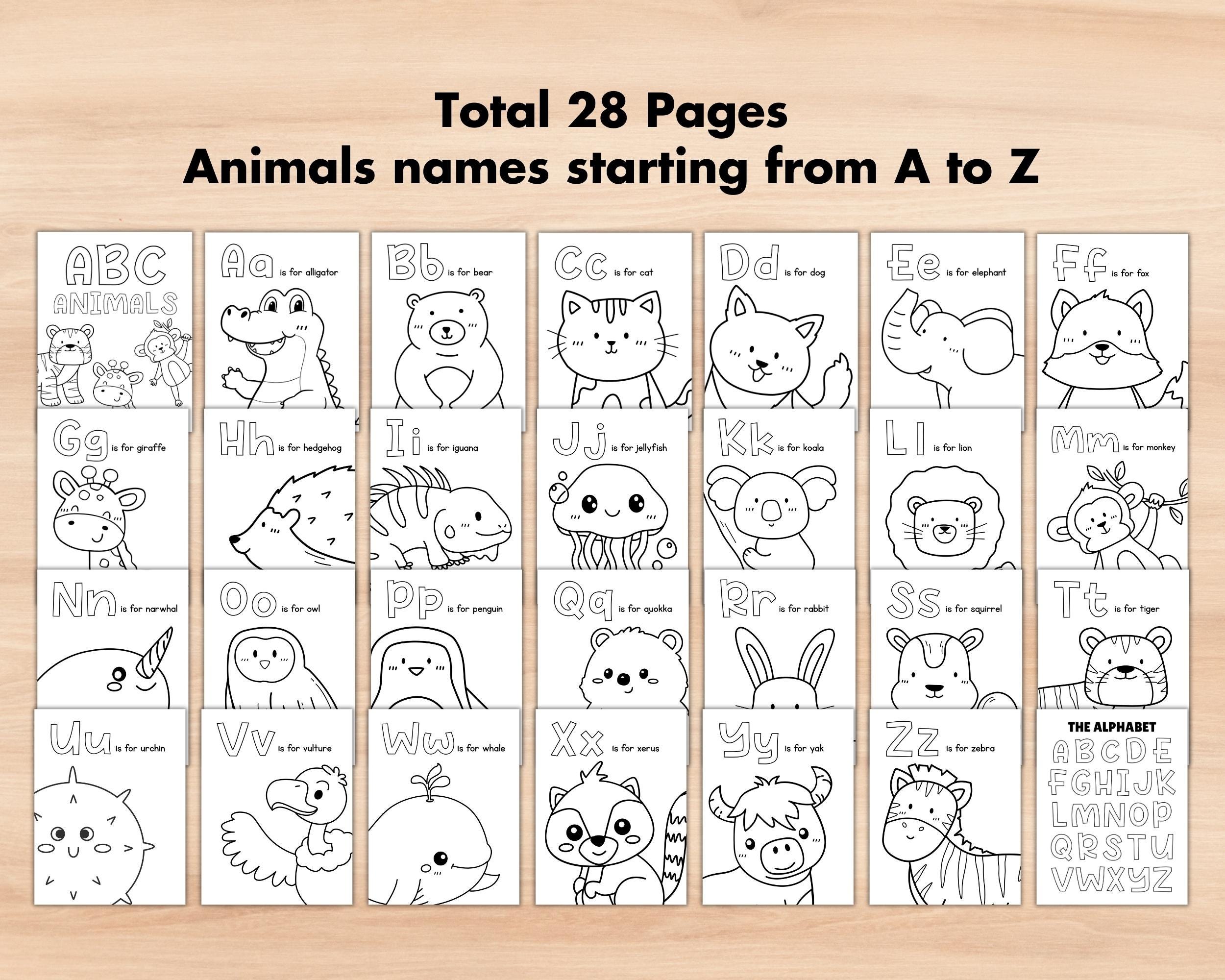 Big ABC Coloring Pages, Animal Alphabet Preschool Color of the Week ...