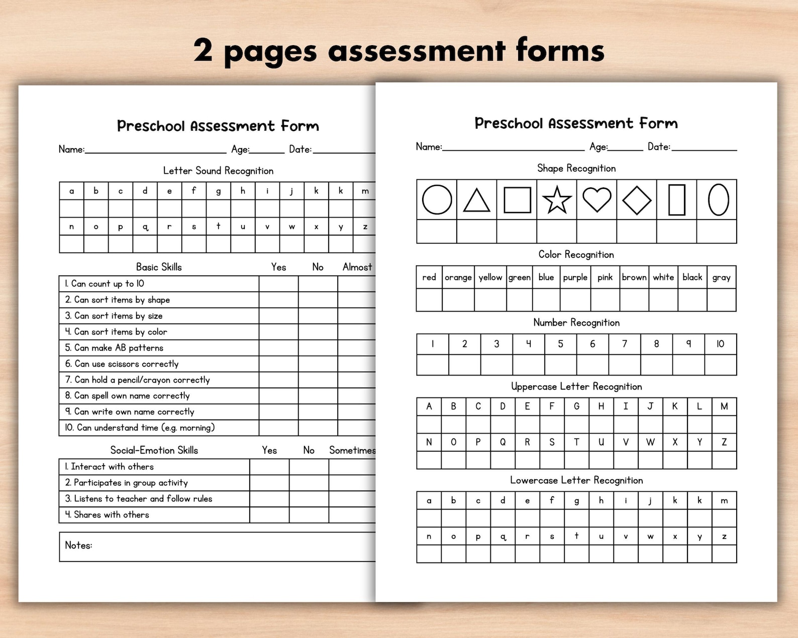 Preschool Assessment Forms Printable, Prek Assessment, Printable ...