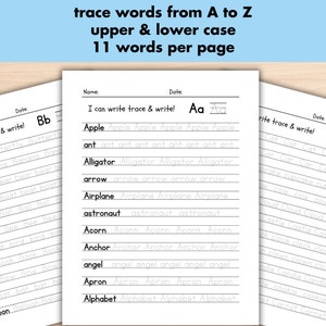 26 Trace the Words Worksheet, Printable Writing Activity, KG1 to Grade ...