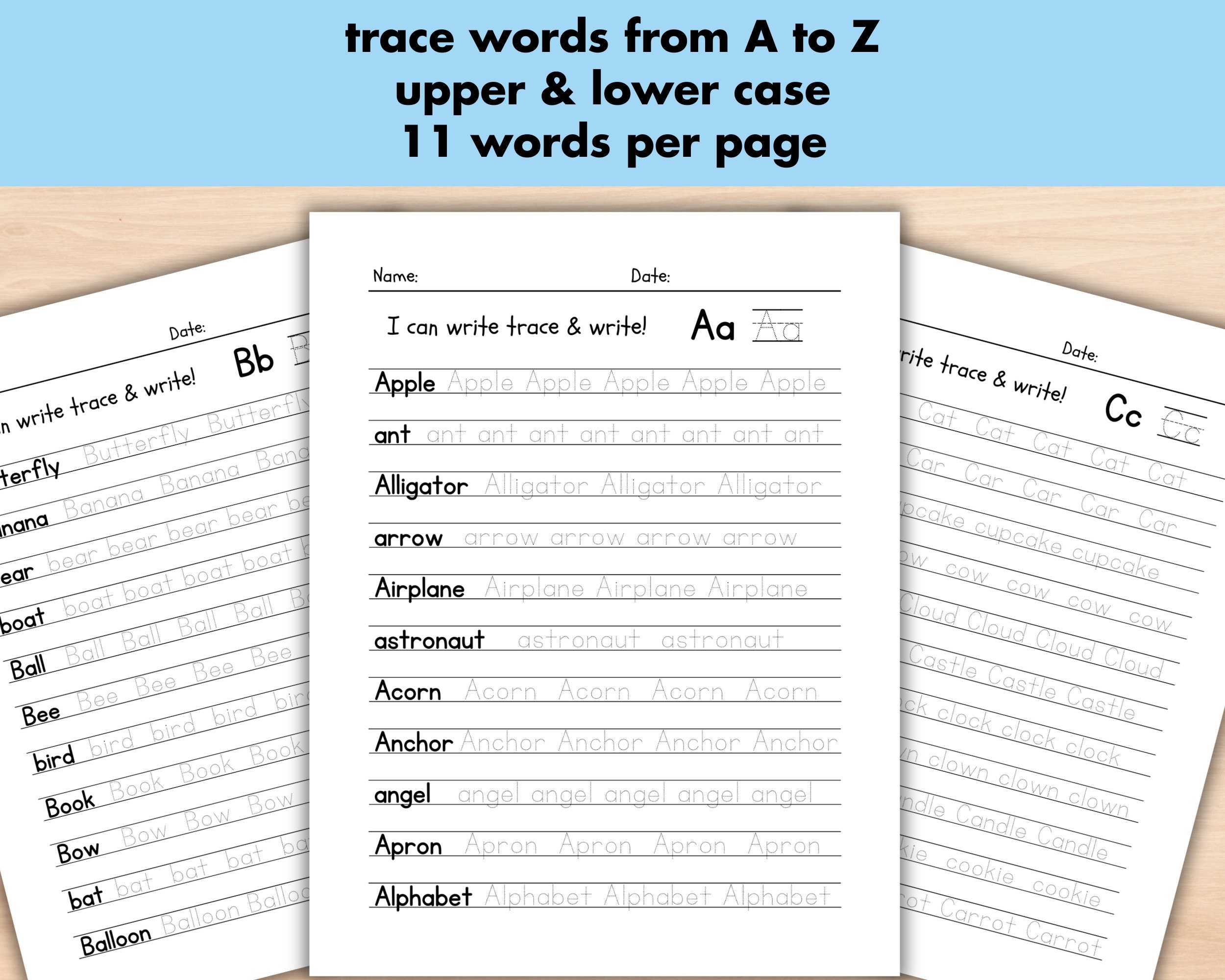 26 Trace the Words Worksheet, Printable Writing Activity, KG1 to Grade ...