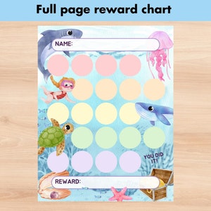 Ocean Reward Chart Toddler, Watercolor Sea Reward Chart Mini, Printable ...