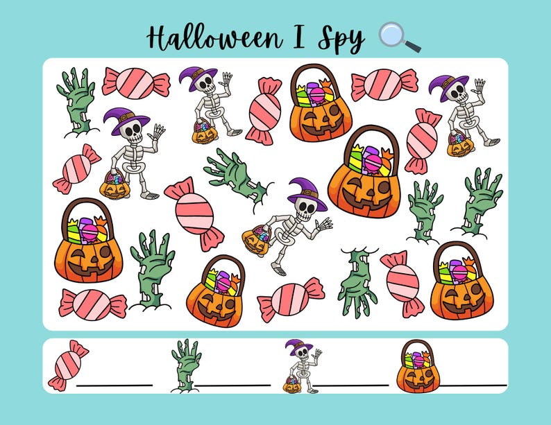 Halloween I Spy Game Bundle, Kids Printable Activity Set, Look and Find ...
