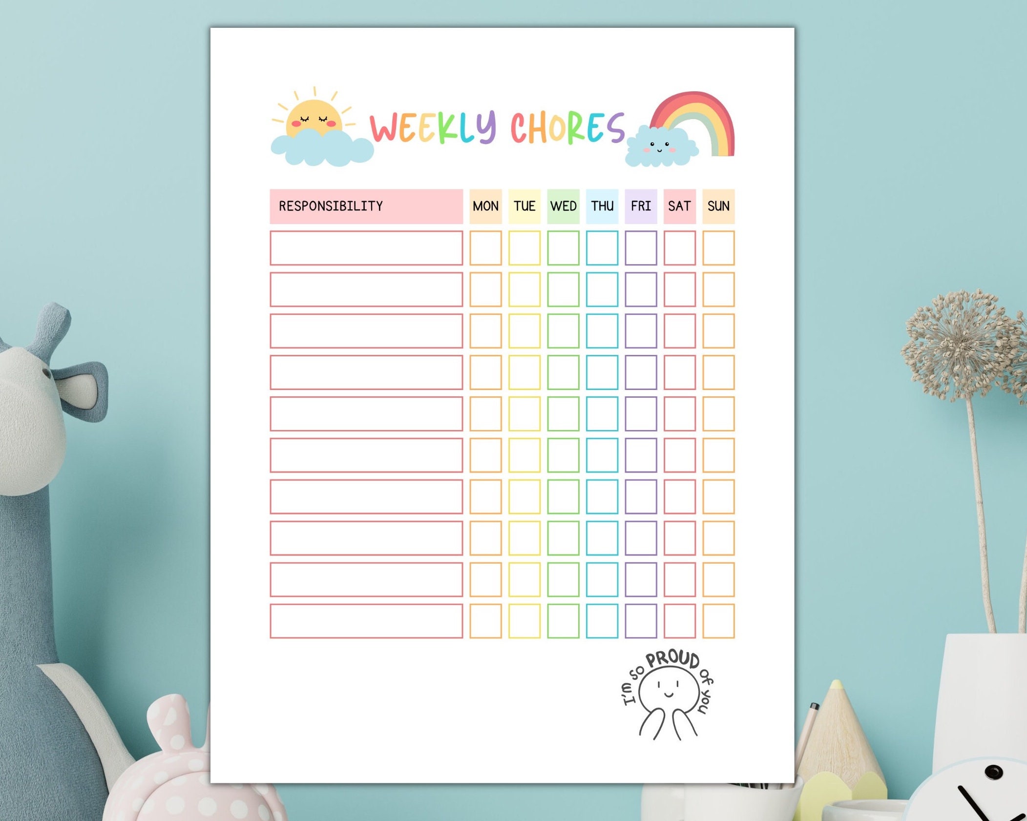 Rainbow Adventure Weekly Chore Chart - Fun and Engaging Printable for ...