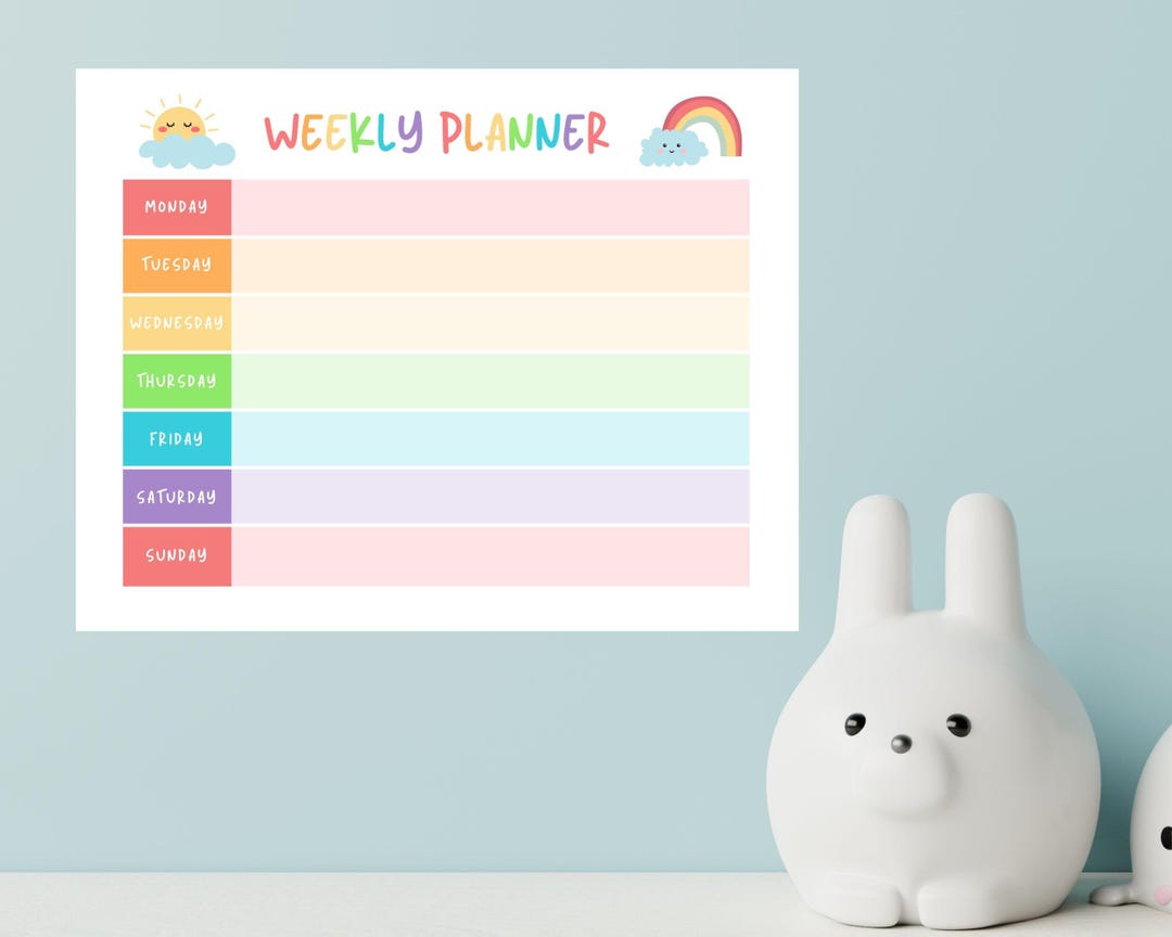 Kids Weekly Calendar Rainbow Printable, Homeschool Toddler Schedule ...