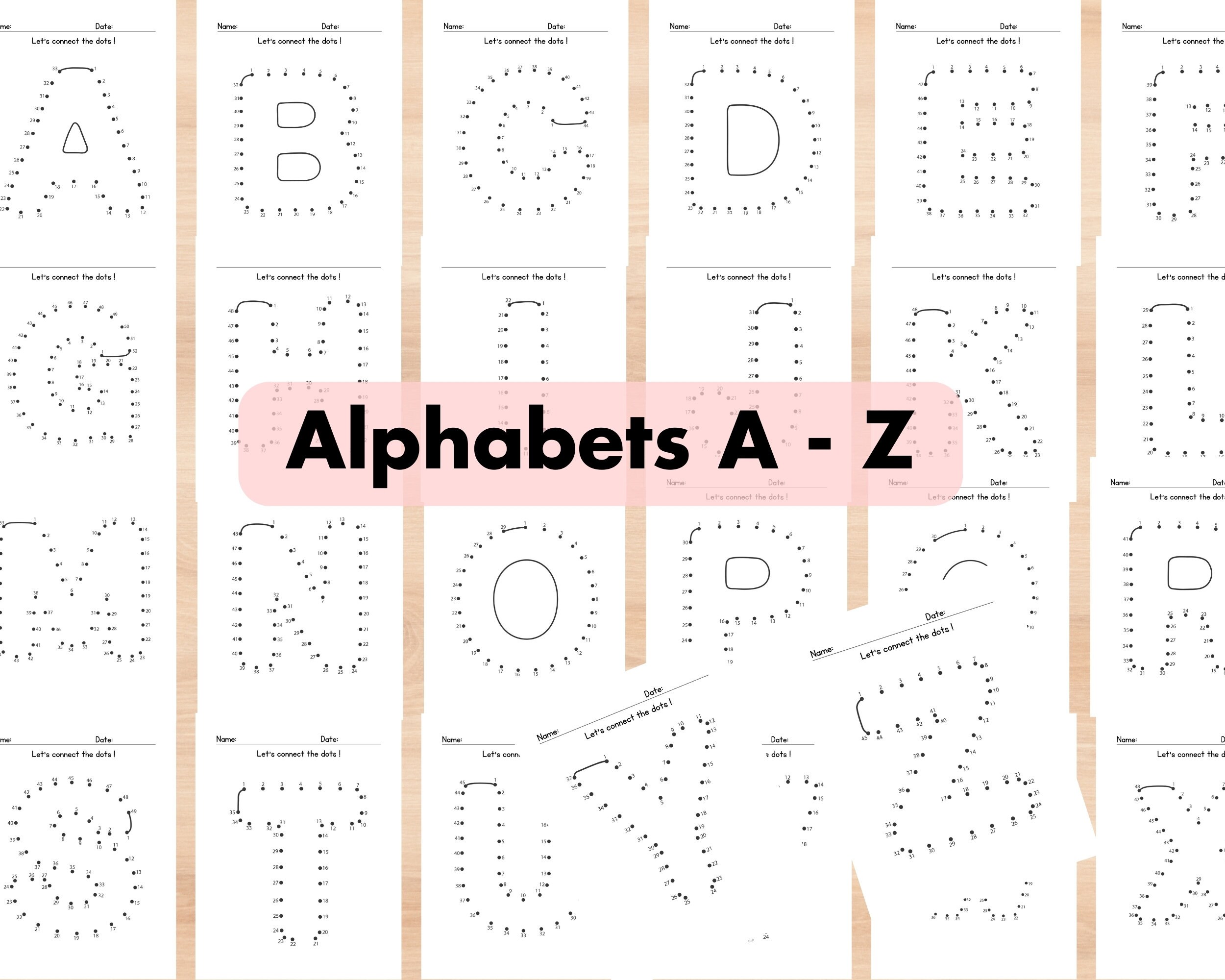 26 Connect the Dots Printable Pages, Preschool Alphabets A to Z Dot to ...