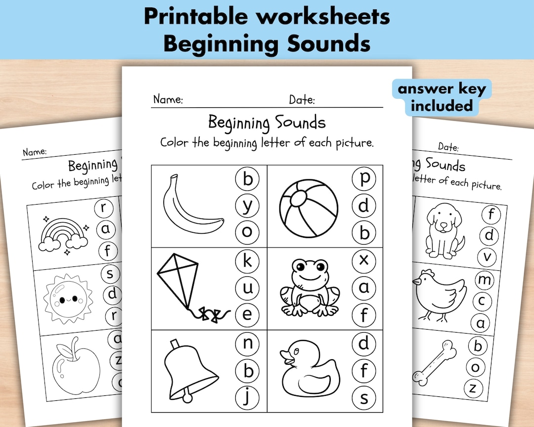 Beginning Sounds Printable Worksheets, Letter Sounds Worksheet, 1st-3rd ...