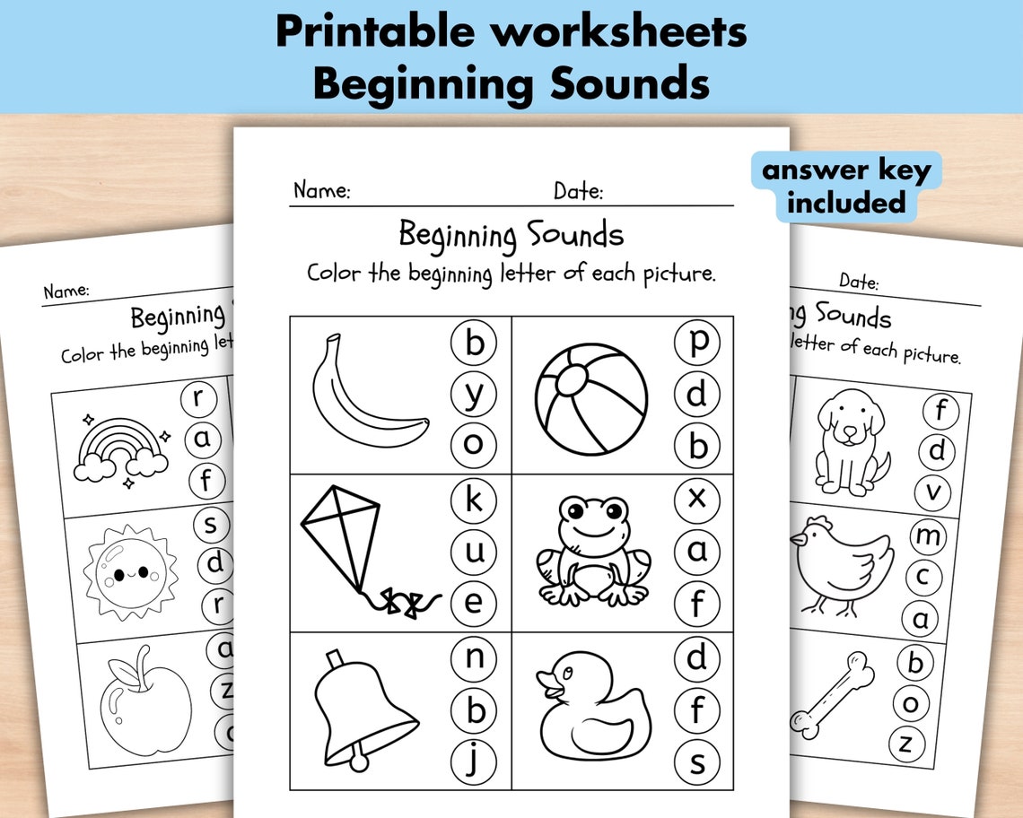 Beginning Sounds Printable Worksheets, Letter Sounds Worksheet, 1st-3rd ...