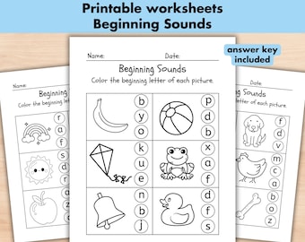 Beginning Sounds Worksheets , Preschool-1st Grade Phonics and Literacy ...