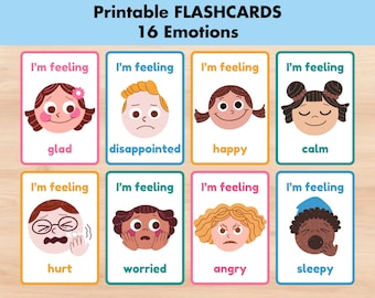 Emotion Face Flashcards, Emotion Preschool Printables, Social Emotional ...
