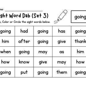 Sight Word Dab It Worksheet, Sight Word Activity, Printable Worksheets ...
