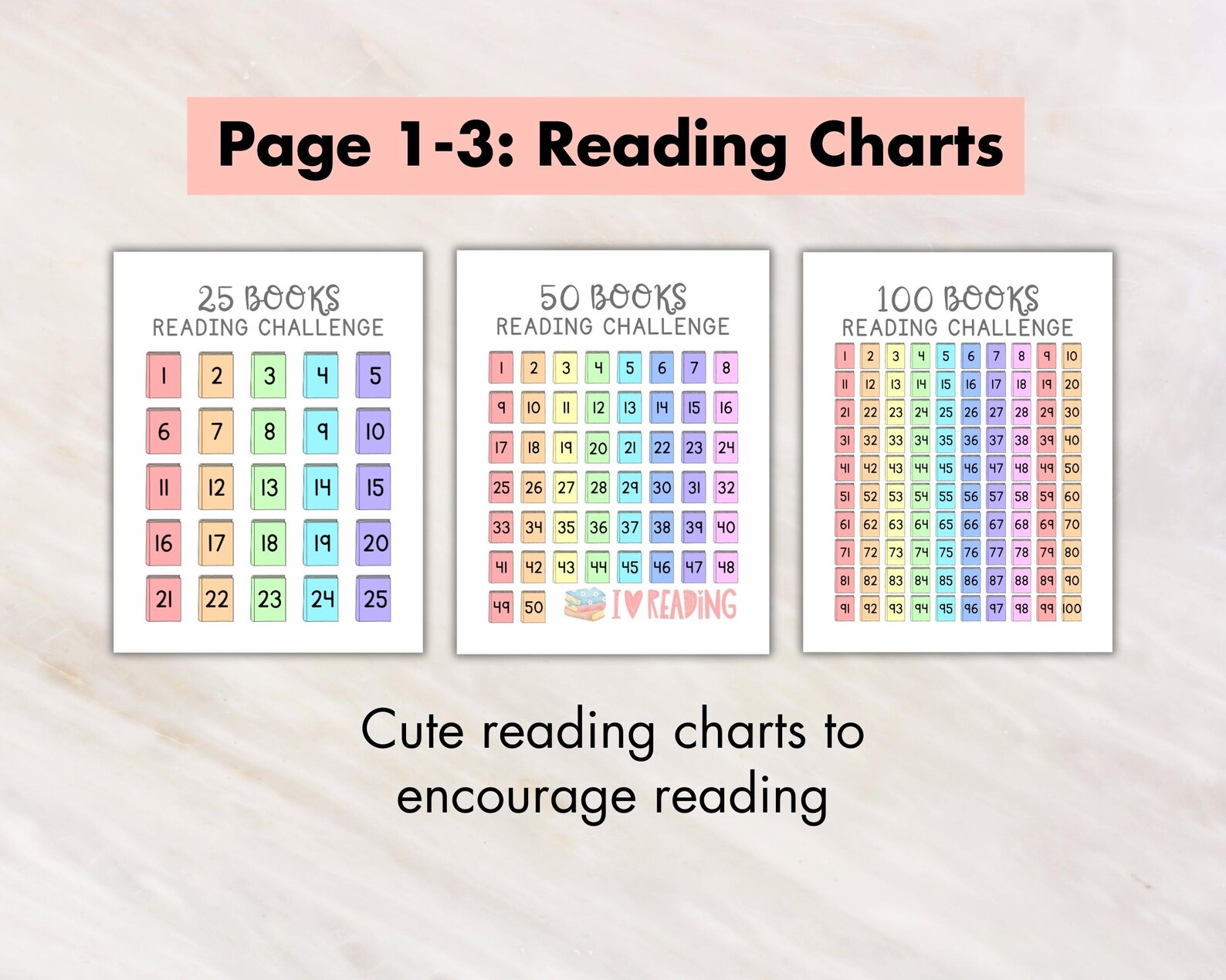 Printable Reading Challenge Chart Rainbow, Kids Book Tracker Bookmarks ...