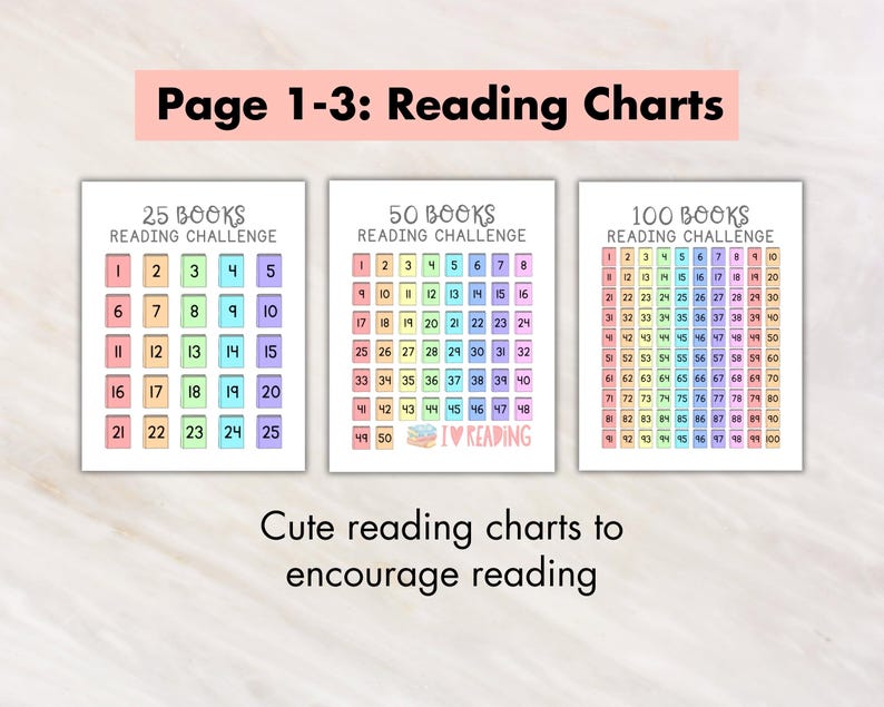 Printable Reading Challenge Chart Rainbow, Kids Book Tracker Bookmarks ...