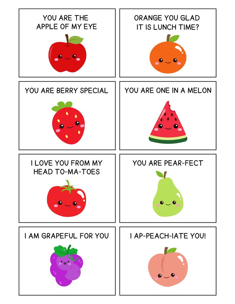 Food Lunchbox Note Card, Printable Lunch Note Affirmation Card for Kid ...