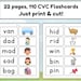 110 CVC Flashcard, CVC Words for Kids, Phonics Cards, Short Vowels ...
