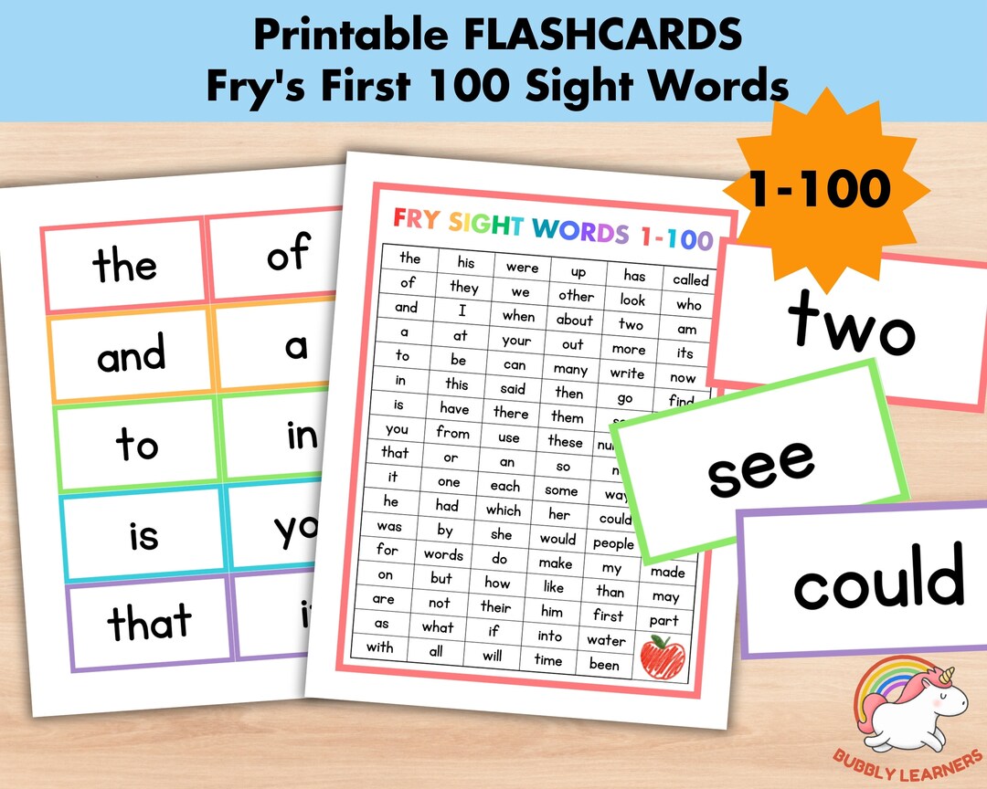 100 Fry's First Hundred Sight Word Flashcards, Kindergarten-1st Grade ...