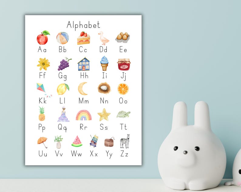 Watercolor Alphabet Poster Chart, ABC Classroom Decor, Printable ...