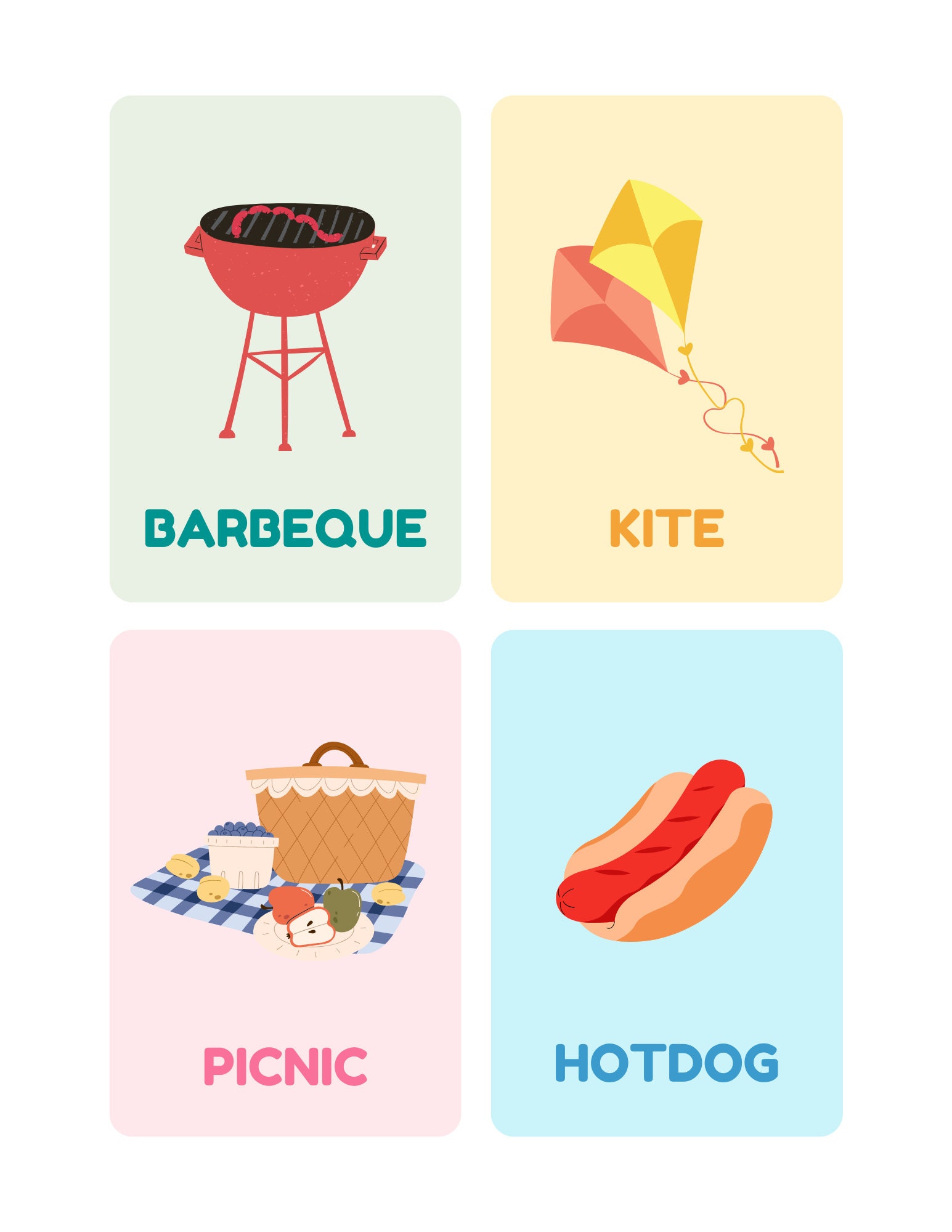 40 Summer Flashcards, Summer Vocabulary Nature Cards, Printable ...