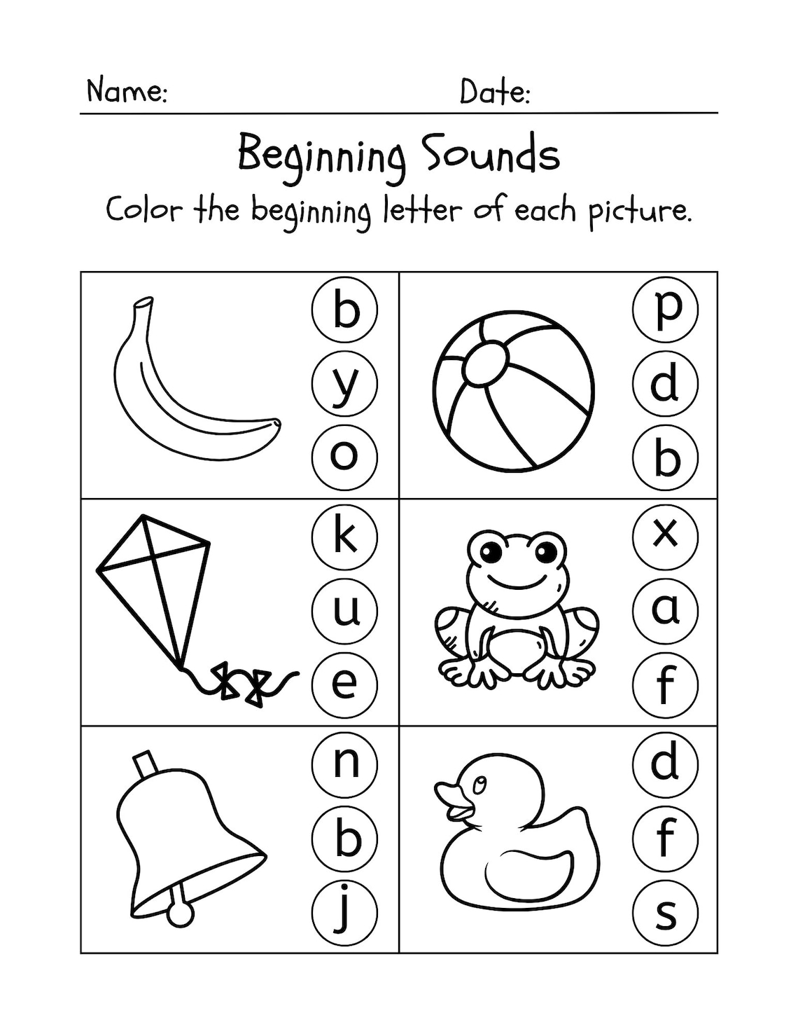 Beginning Sounds Printable Worksheets, Letter Sounds Worksheet, 1st-3rd ...