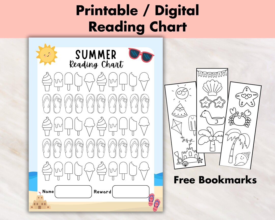 Summer Reading Chart Printable, Summer Reading Log Kids Book Tracker ...