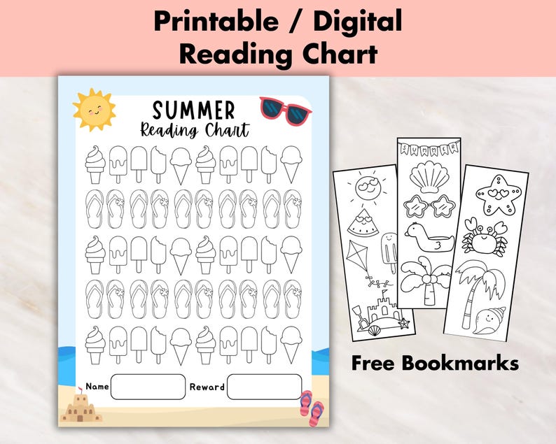Summer Reading Chart Printable, Summer Reading Log Kids Book Tracker ...